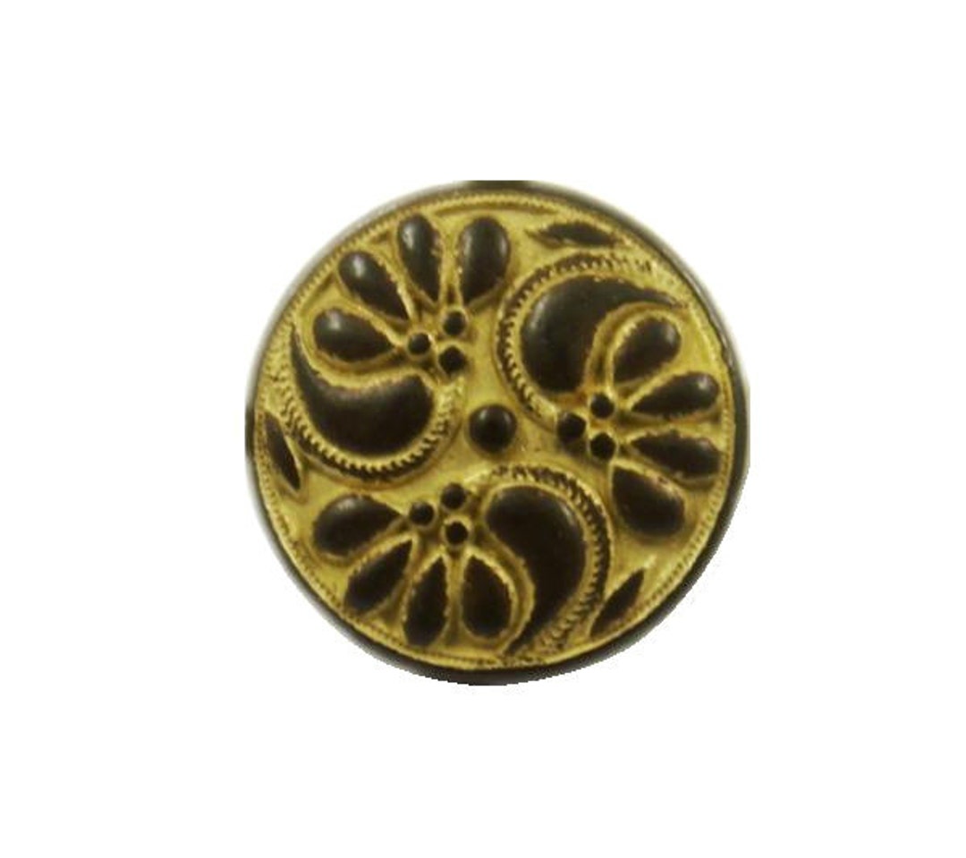 Small Metal Buttons - Flower Swirl Metal Shank Buttons in Gunmetal ...