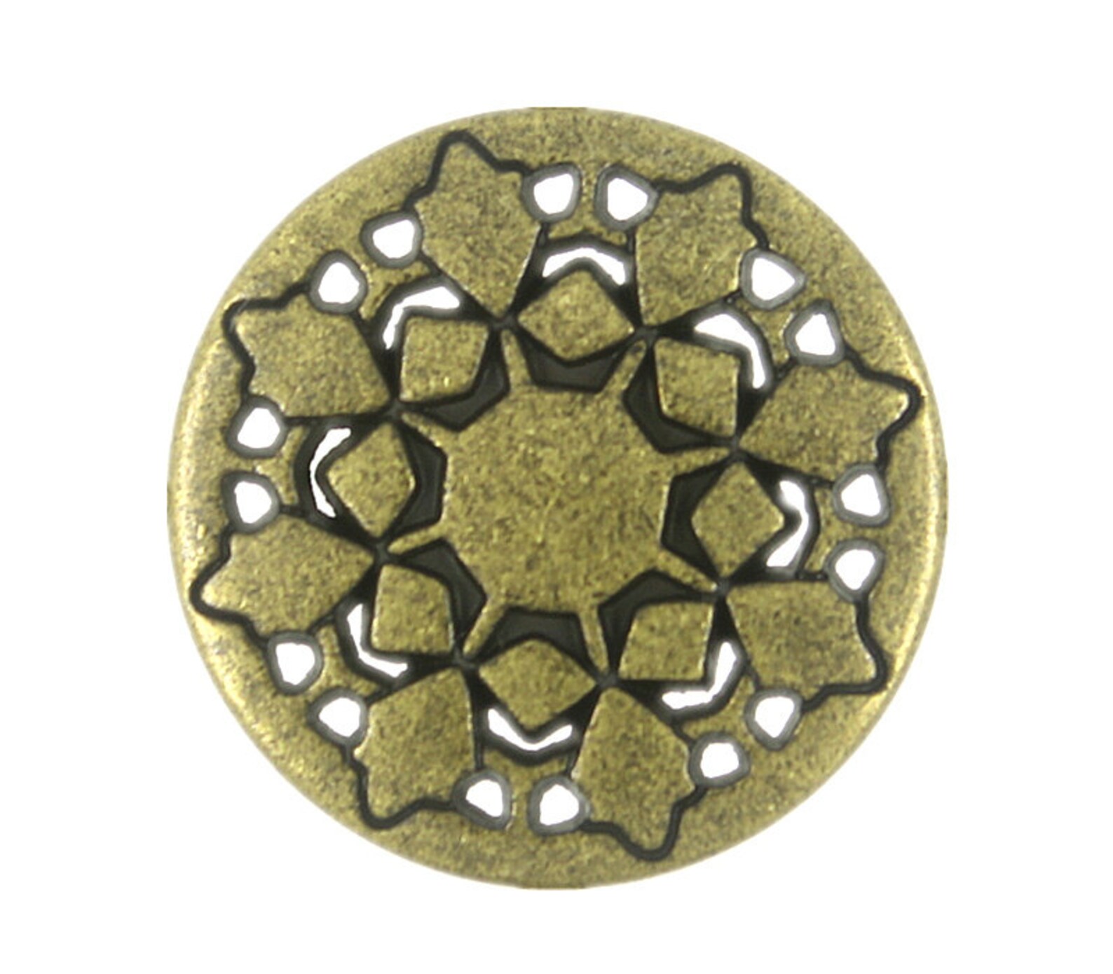 Metal Buttons - Prism Flower Metal Shank Buttons in Antiqued Brass ...