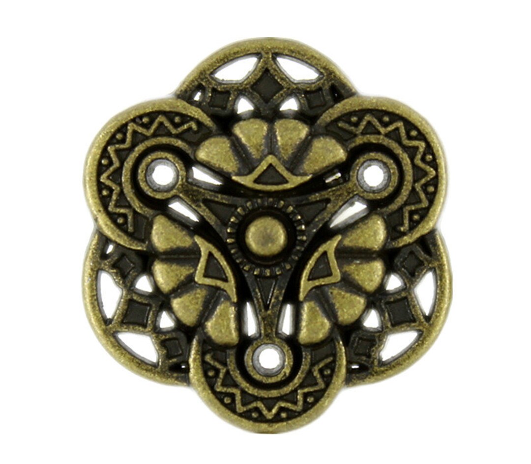 Flower Metal Buttons - Gothic Flower Art Antique Brass Metal Shank ...
