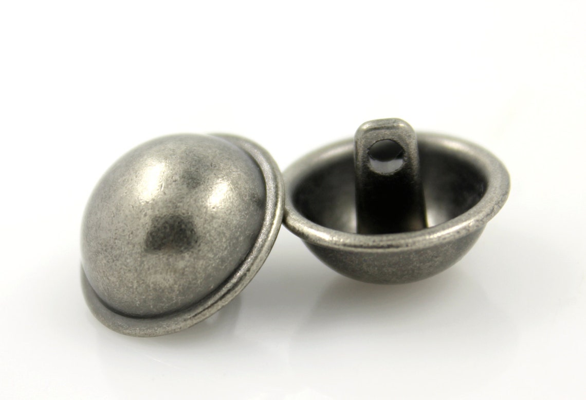 Metal Buttons - Gray Silver Domed Metal Shank Buttons - 17mm - 11/16 ...