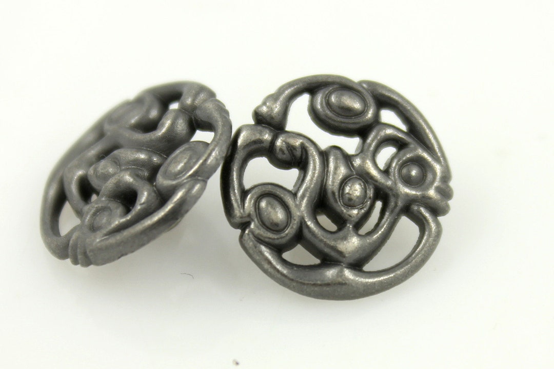 Metal Buttons - Abstract Lattice Gray Silver Metal Shank Buttons - 15mm ...