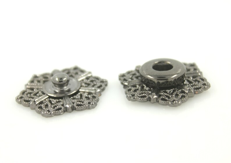 Hexagonal Filigree Metal Snap Buttons in Gunmetal Color 21mm | Etsy