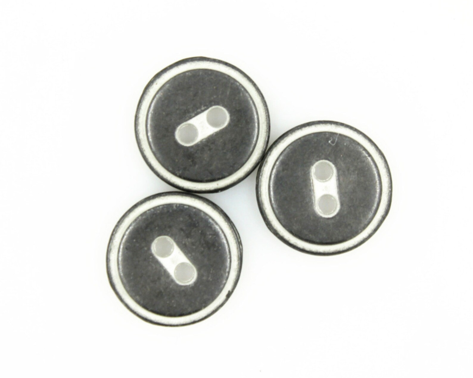 Metal Buttons Small Gunmetal Metal Hole Buttons With White | Etsy