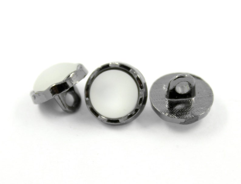 Metal Buttons - Matte Gray Bead Gunmetal Base Metal Shank Buttons ...
