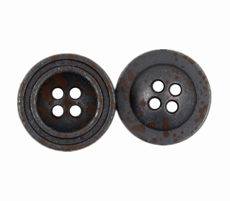 Metal Buttons - Gunmetal Rust Concave Metal Hole Buttons - 17mm - 11/16 ...