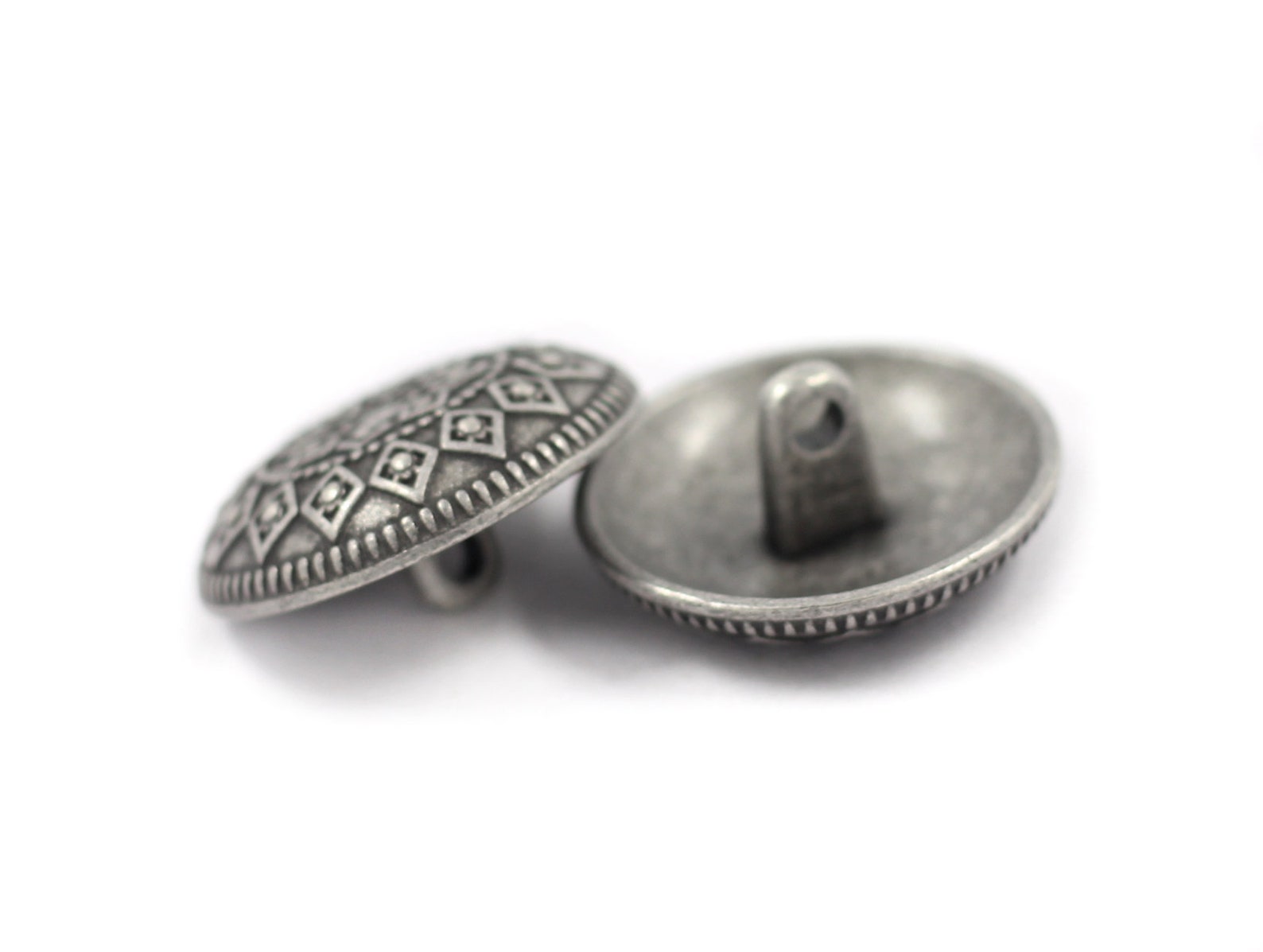 Rhombus Mandala Antique Silver Metal Shank Buttons 20mm - Etsy