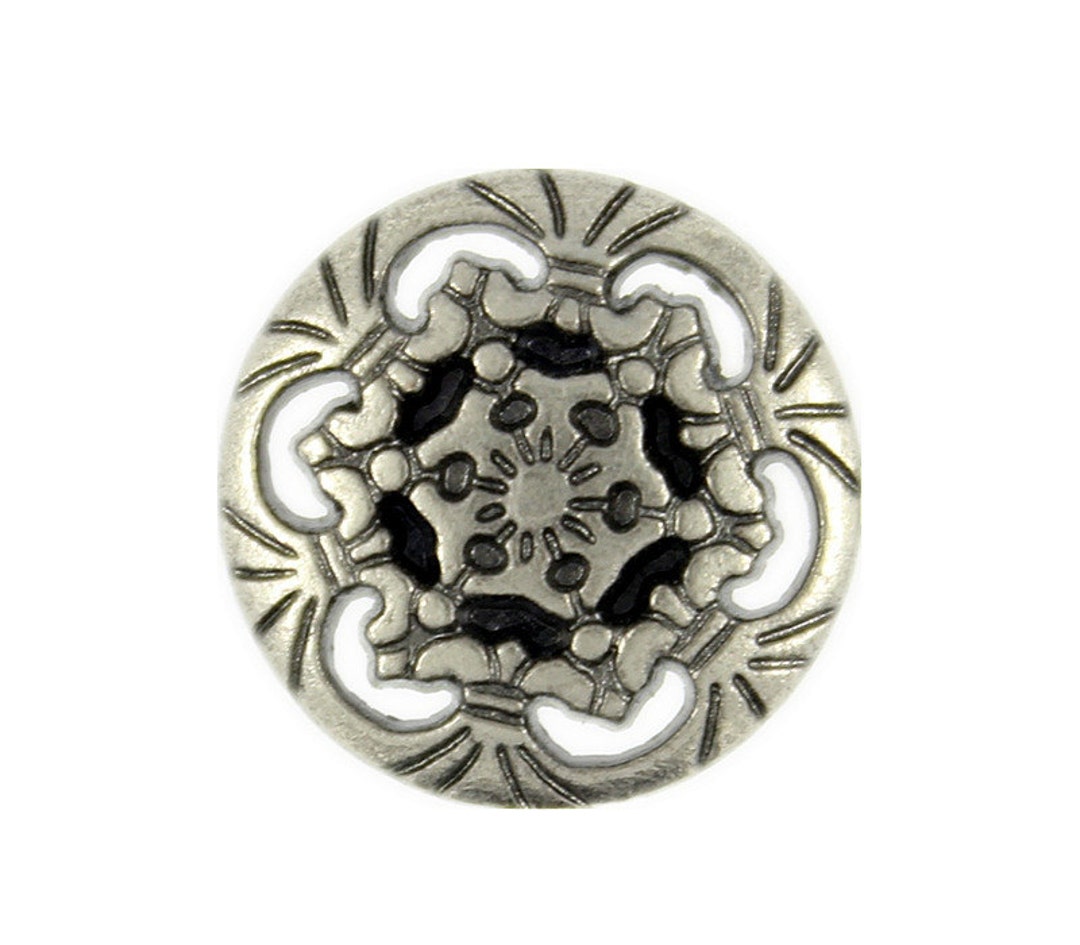 Metal Buttons - Openwork Snowflake Gray Silver Metal Shank Buttons ...
