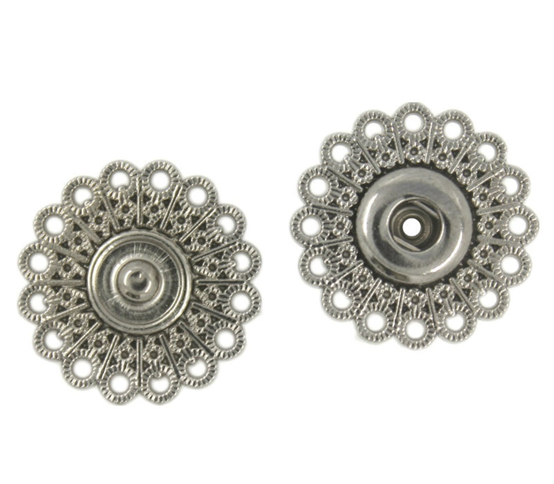 Daisy Metal Snap Buttons in Gray Silver Color - 20mm - 3/4 Inch - 5 ...