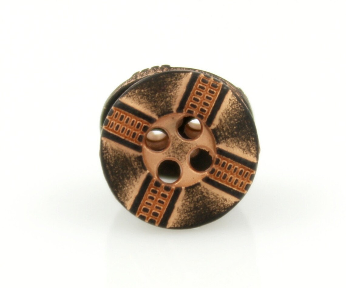 Metal Buttons - Cross Ribbon Pattern Metal Hole Buttons in Gunmetal ...