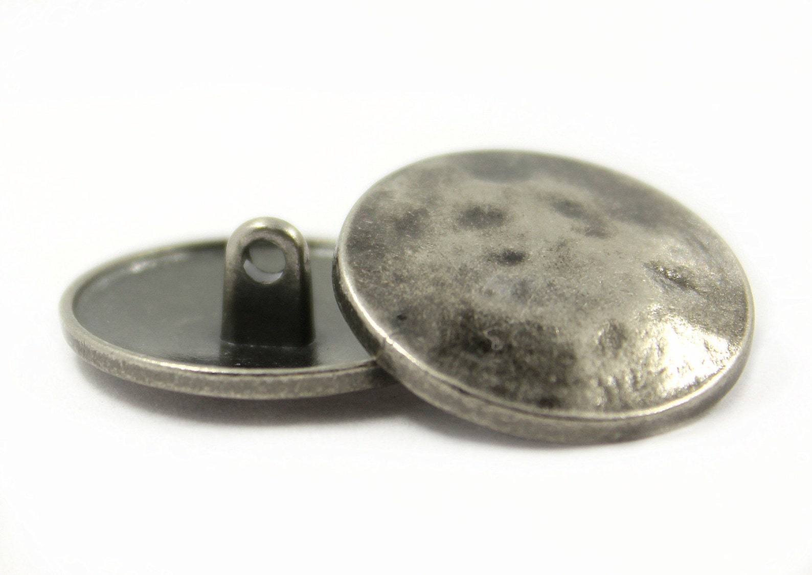 Metal Buttons - Gray Silver Metal Shank Buttons - 25mm - 1 Inch - 6 Pcs ...