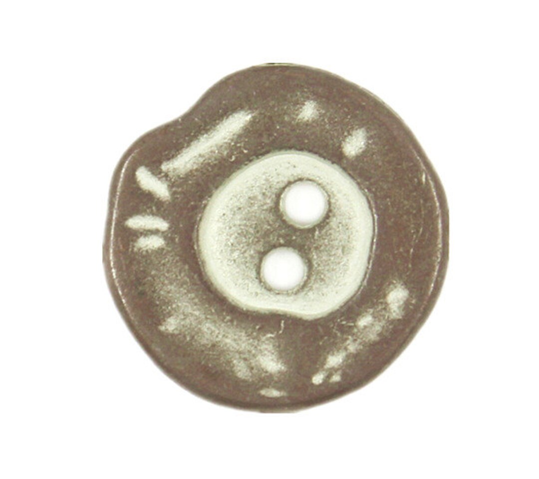 Metal Buttons - Irregular Round Copper White Patina Metal Hole Buttons ...