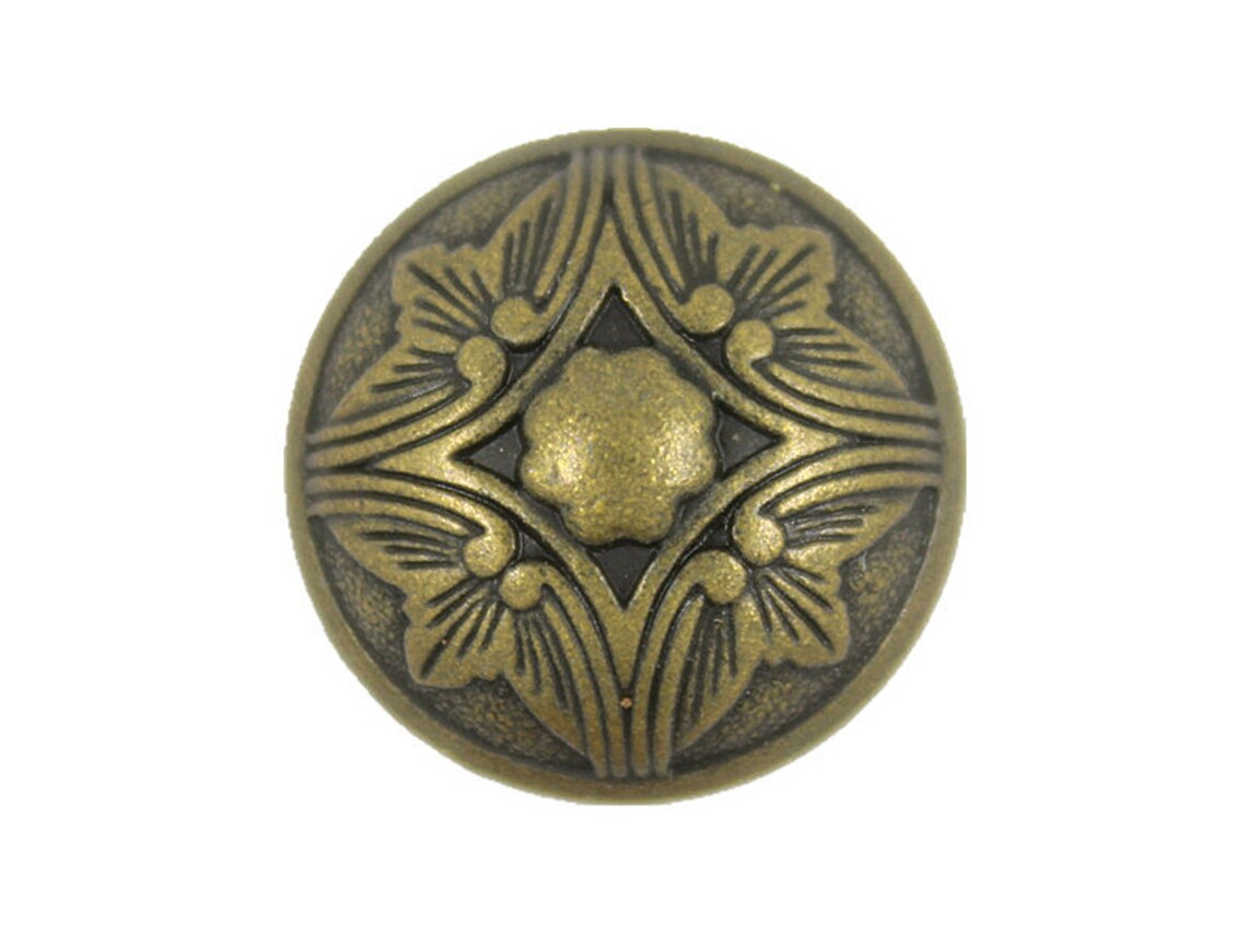 Metal Buttons Antiqued Brass Damascus Embossed Flower Metal | Etsy