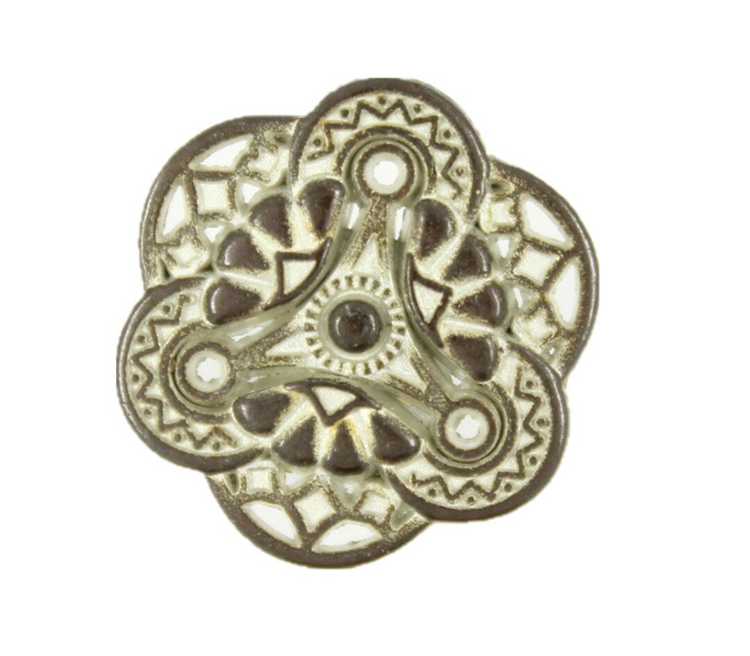 Flower Metal Buttons - Gothic Flower Art Patina White Metal Shank ...