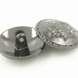 Metal Buttons - Horse Crown Shield Gunmetal Metal Shank Buttons - 25mm ...