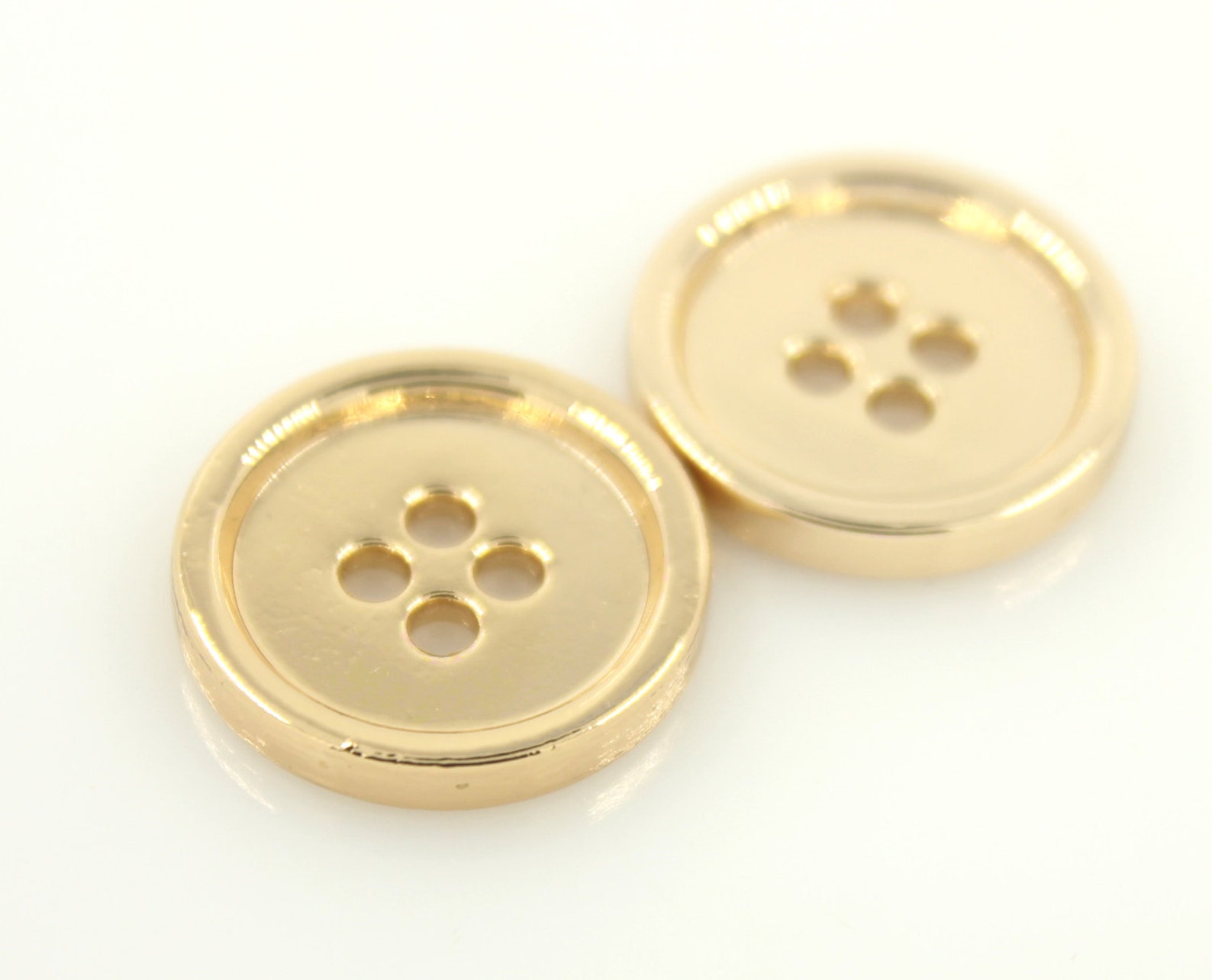 Metal Buttons Thick Edge Light Gold Metal Holes Buttons | Etsy