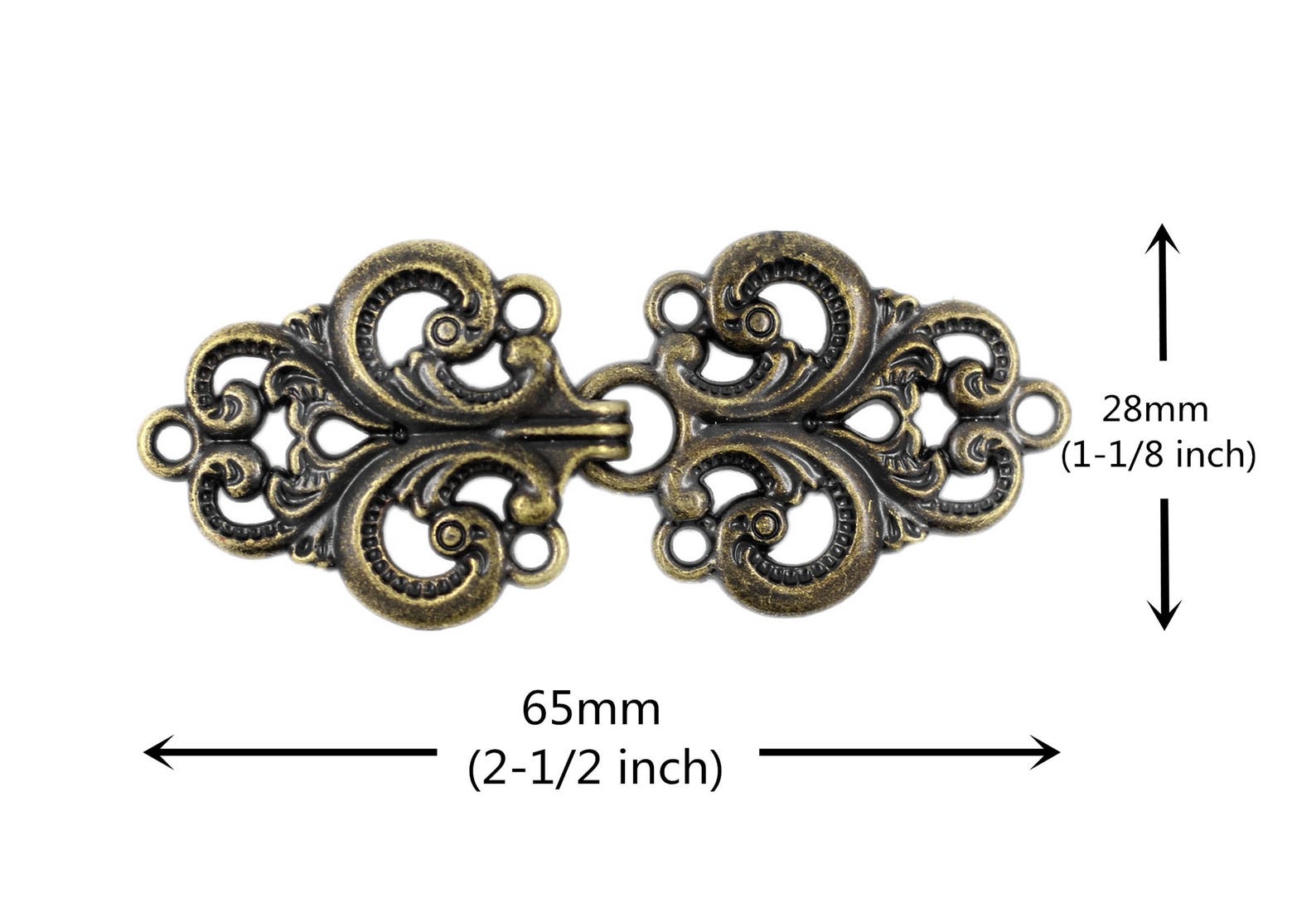 2 Pairs Baroque Swirl Cloak Clasp Hook and Eye Antique Brass | Etsy