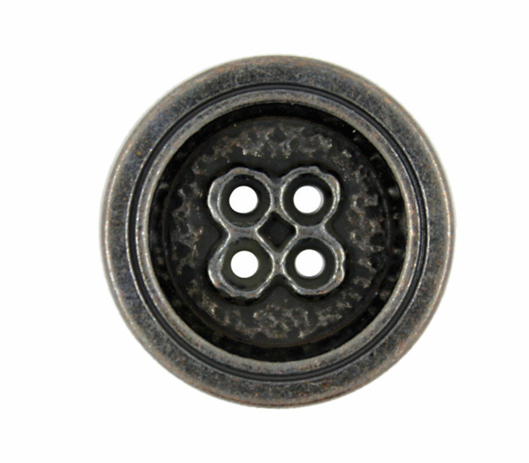 Metal Buttons - Black Gunmetal Solid Hole Metal Buttons - 27mm - 1 /16 ...