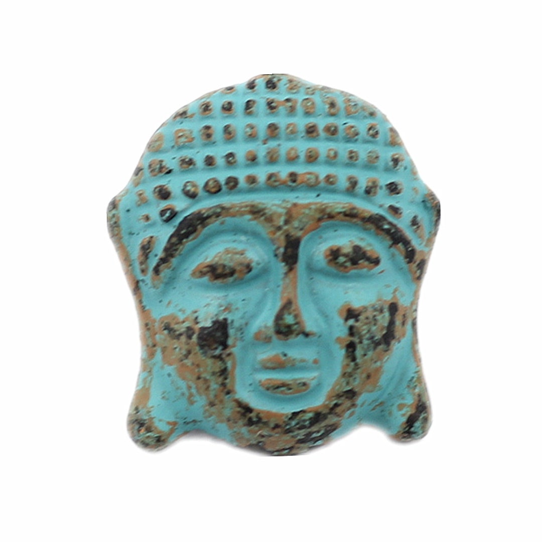 Zen Metal Buttons - Buddha Head Green Patina Metal Shank Buttons - 16mm ...