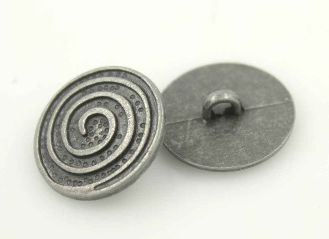 Metal Buttons - Swirl Metal Shank Buttons in Gunmetal Color - 20mm - 3/ ...
