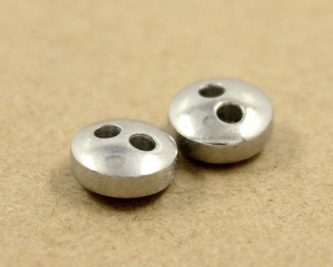 Metal Buttons - Thick Convex Silver Metal Hole Buttons - 10mm - 3/8 ...