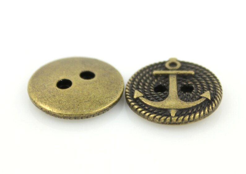 Metal Buttons Antique Brass Chain and Anchor Metal Hole - Etsy