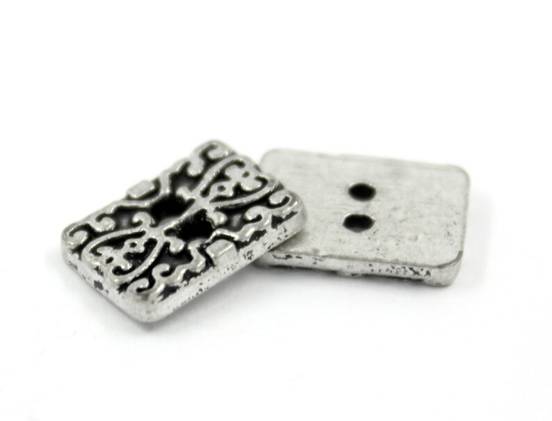 Metal Buttons Rectangle Motif Retro Silver Metal Buttons - Etsy