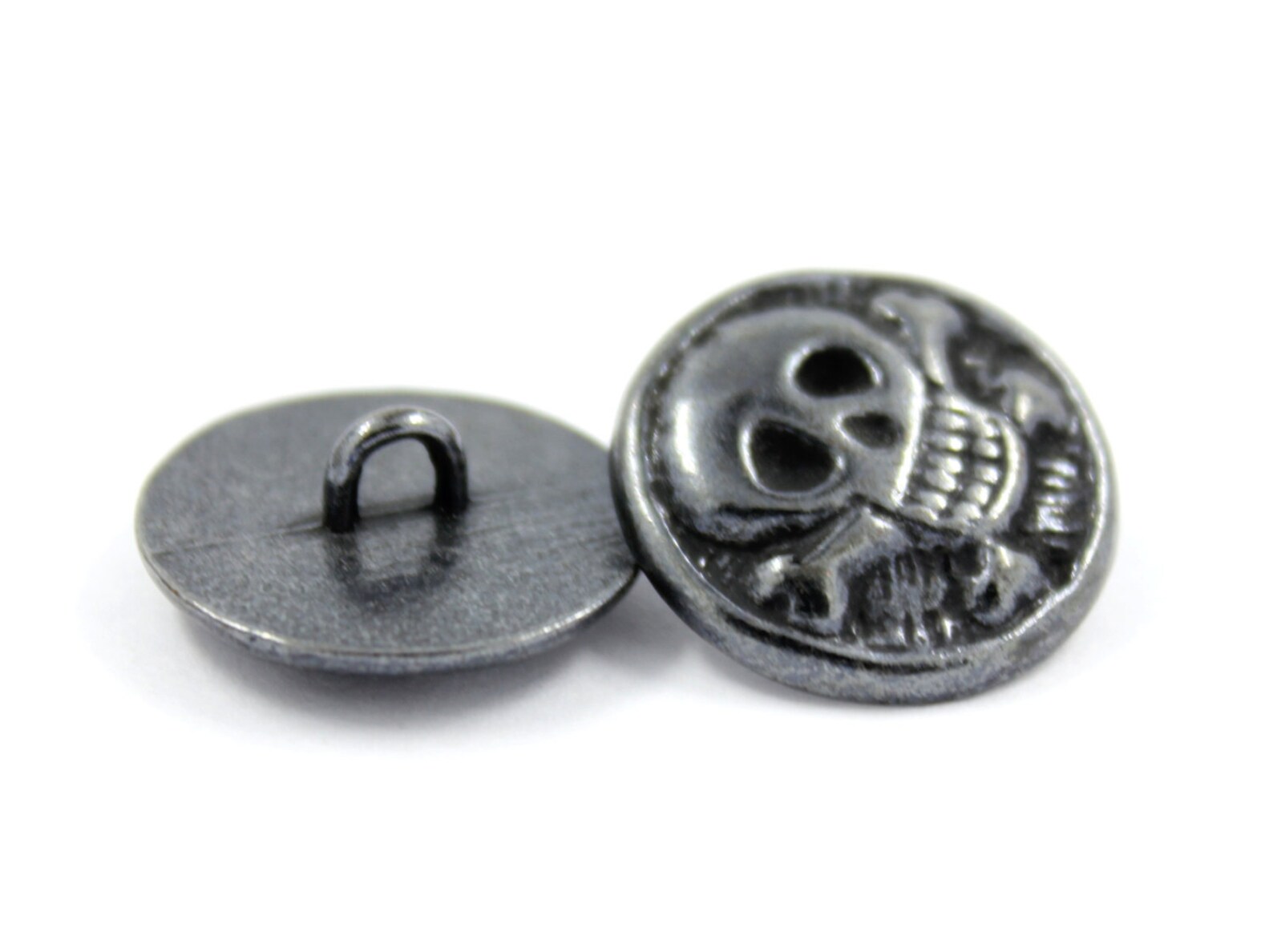 Metal Buttons - Funky Skull Gunmetal Metal Shank Buttons - 18mm - 11/16 ...