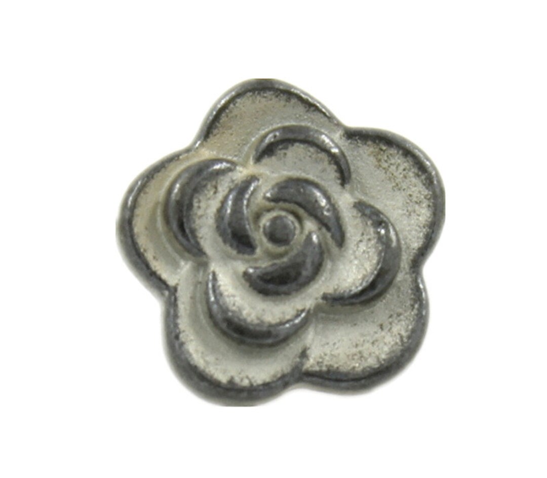 Metal Buttons - Gunmetal White Color Rose Metal Shank Buttons - 8mm - 5 ...