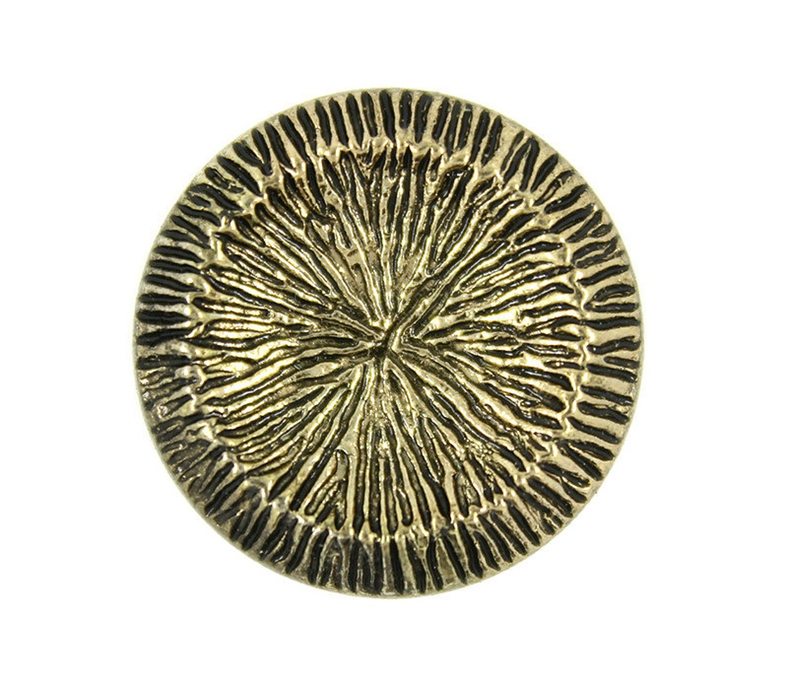 Metal Buttons - Dense Lines Crater Shaped Antiqued Gold Metal Shank ...