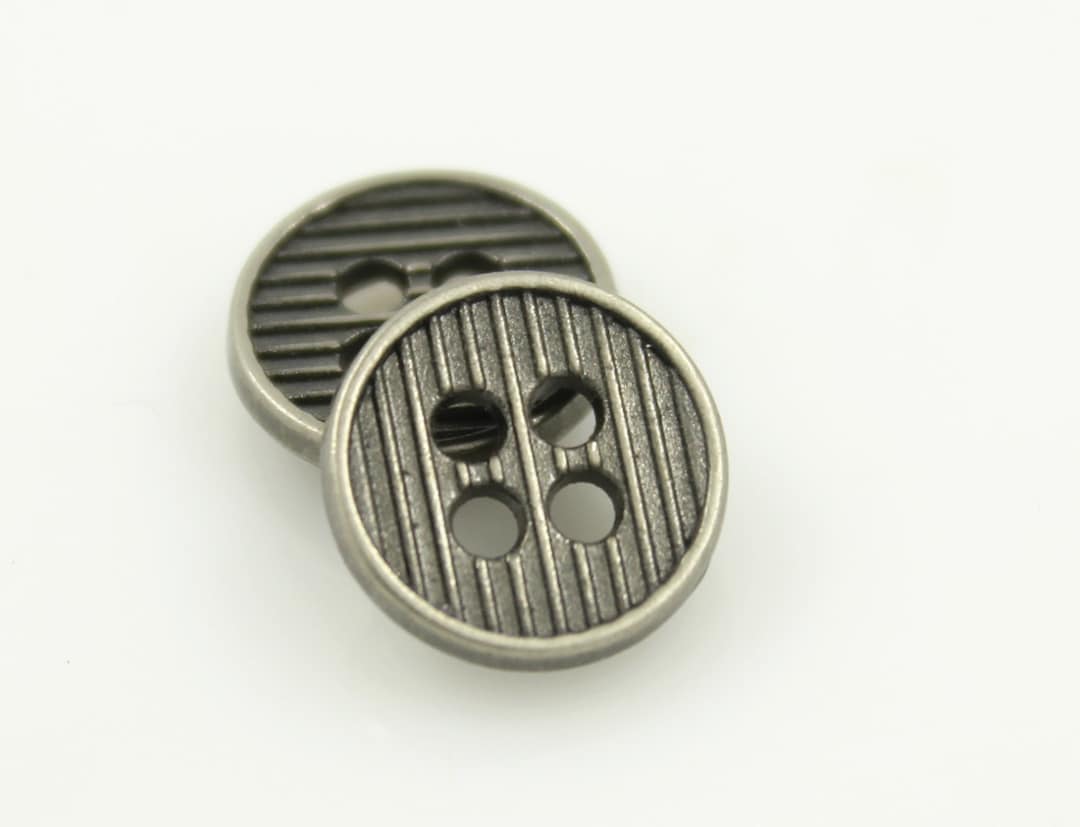 Metal Buttons - Parallel Lines Gray Silver Metal Hole Buttons - 12mm ...