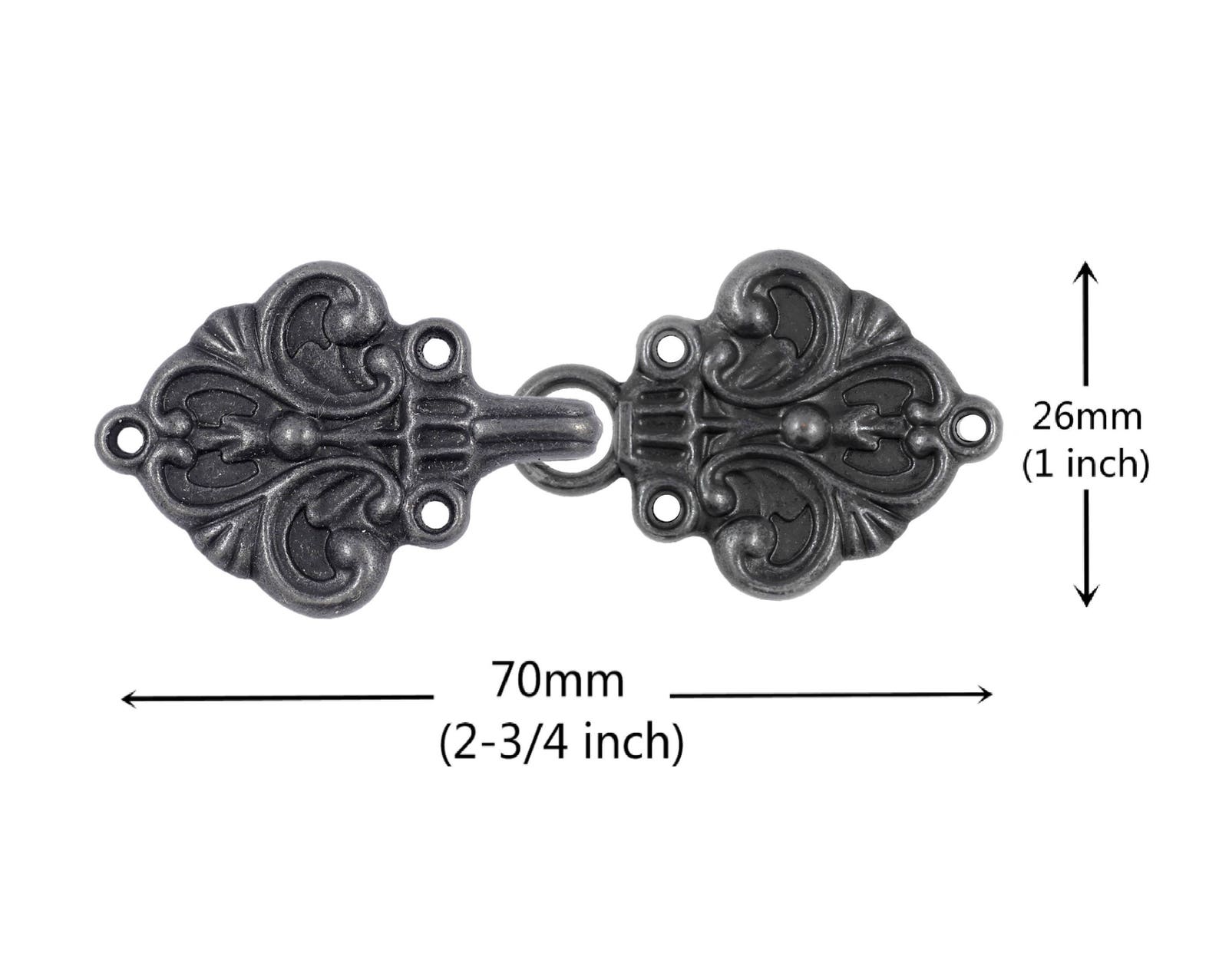 2 Pairs Fleur De Lis Cloak Clasp Hook and Eye Vintage Black - Etsy