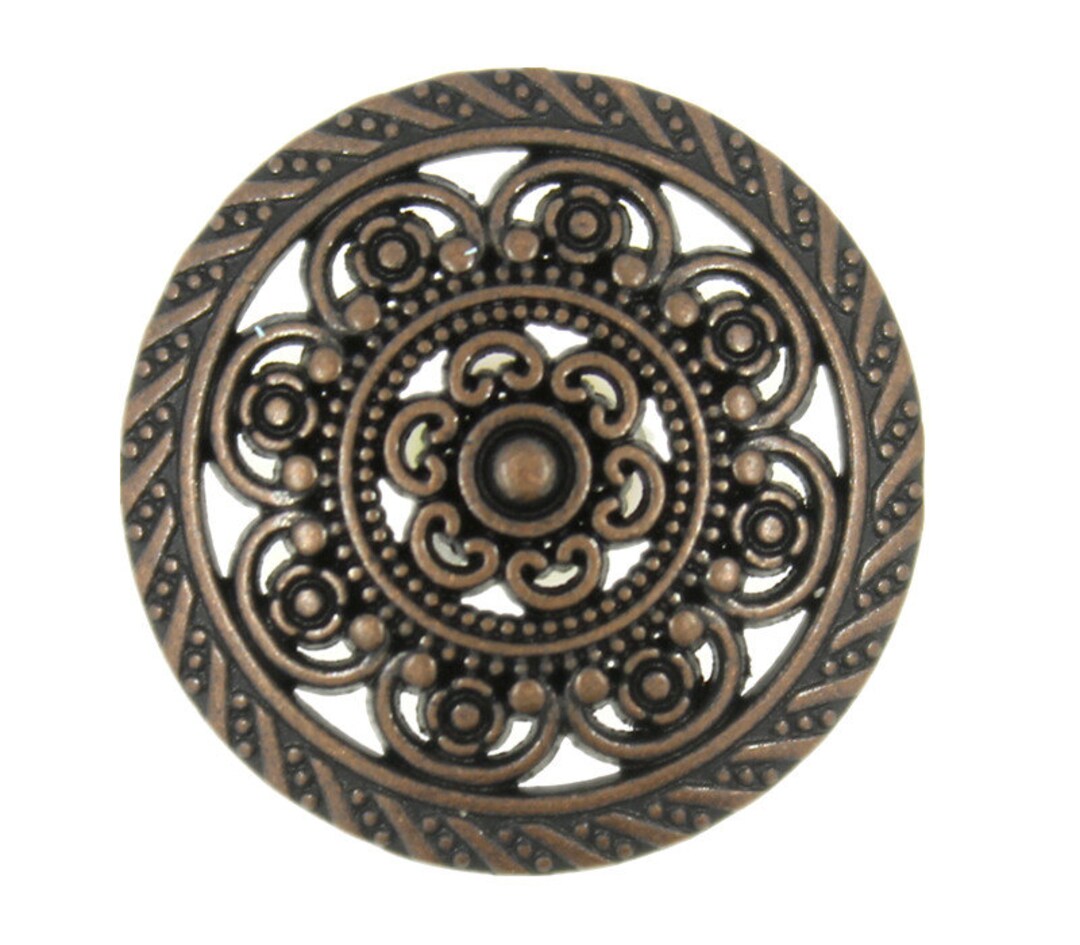 Metal Buttons - Lacework Filigree Maroon Copper Metal Shank Buttons ...