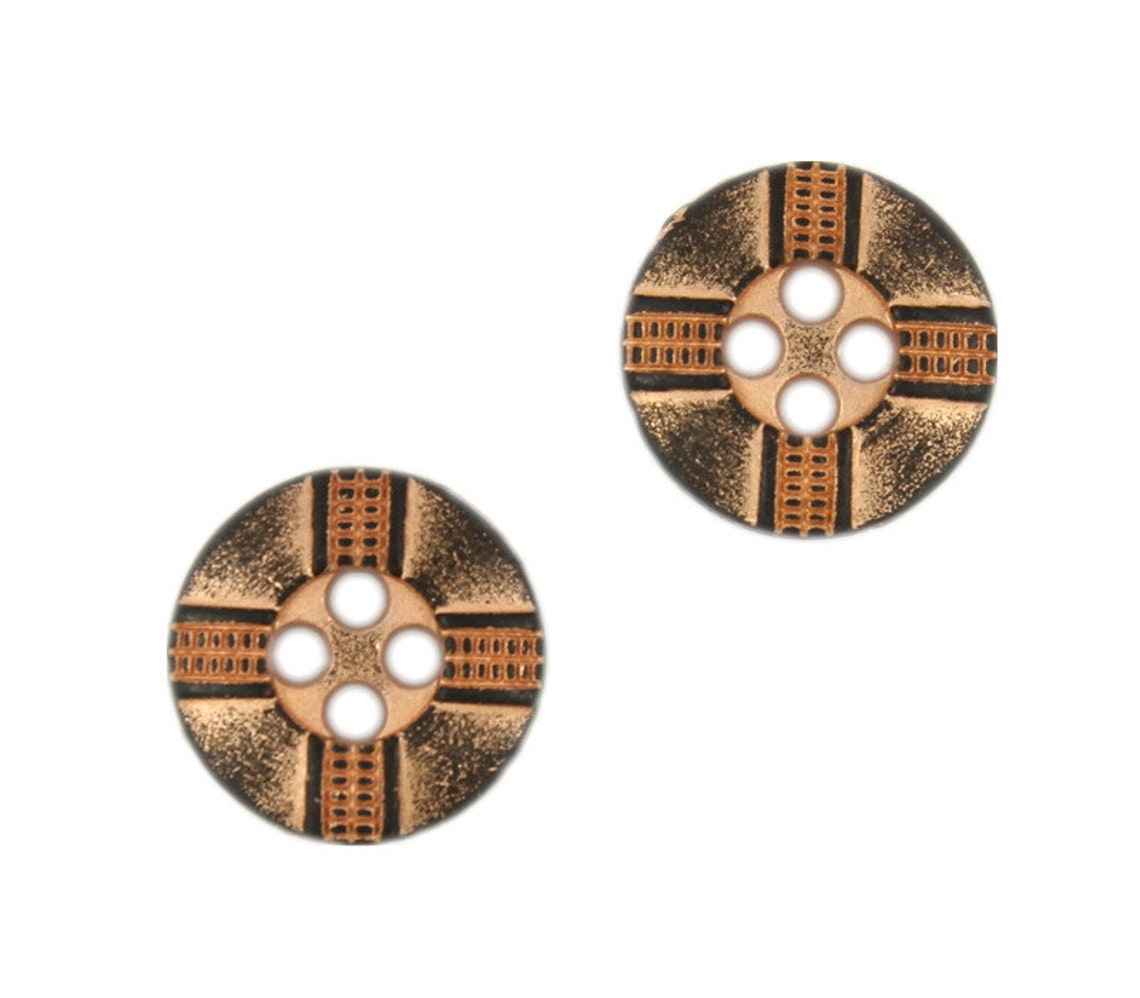 Metal Buttons - Cross Ribbon Pattern Metal Hole Buttons in Gunmetal ...