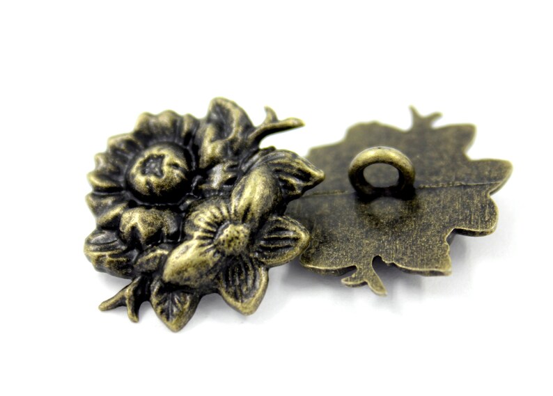 Metal Buttons Antique Brass Bouquet Metal Shank Buttons - Etsy