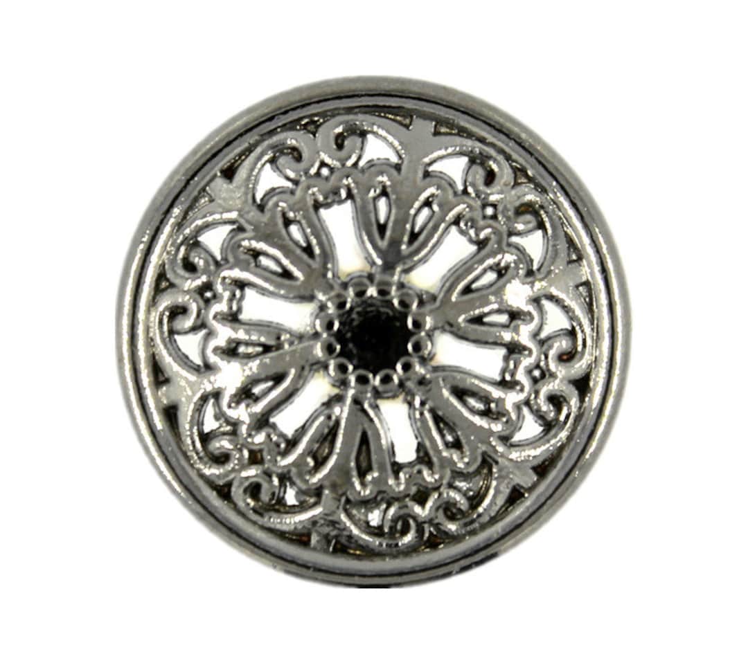 Metal Buttons - Shiny Gunmetal Openwork Flowery Engraving Metal Shank ...