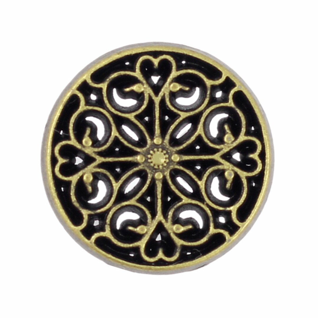 Flower Metal Buttons - Floral Filigree Openwork Antique Brass Color ...