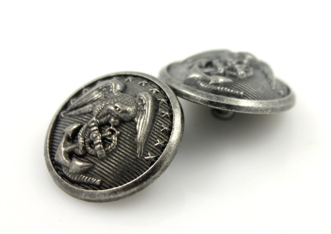 Metal Buttons - United States Marine Corps Old Emblem Gray Silver Metal ...