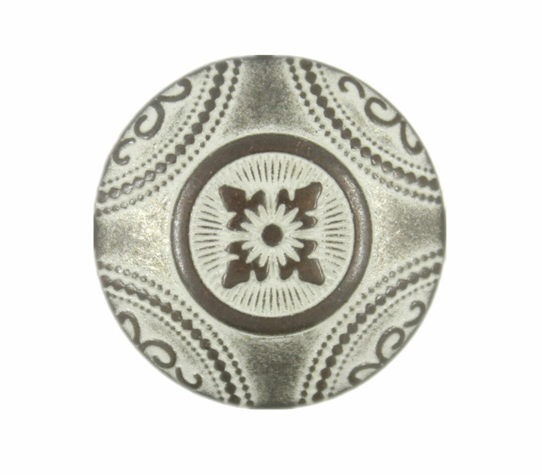 Metal Buttons - Carpet Pattern Copper White Patina Metal Shank Buttons ...