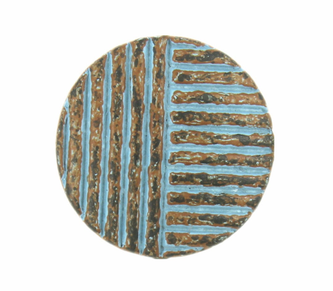 Metal Buttons - Linear Vertical Blue Patina Metal Shank Buttons - 22mm ...