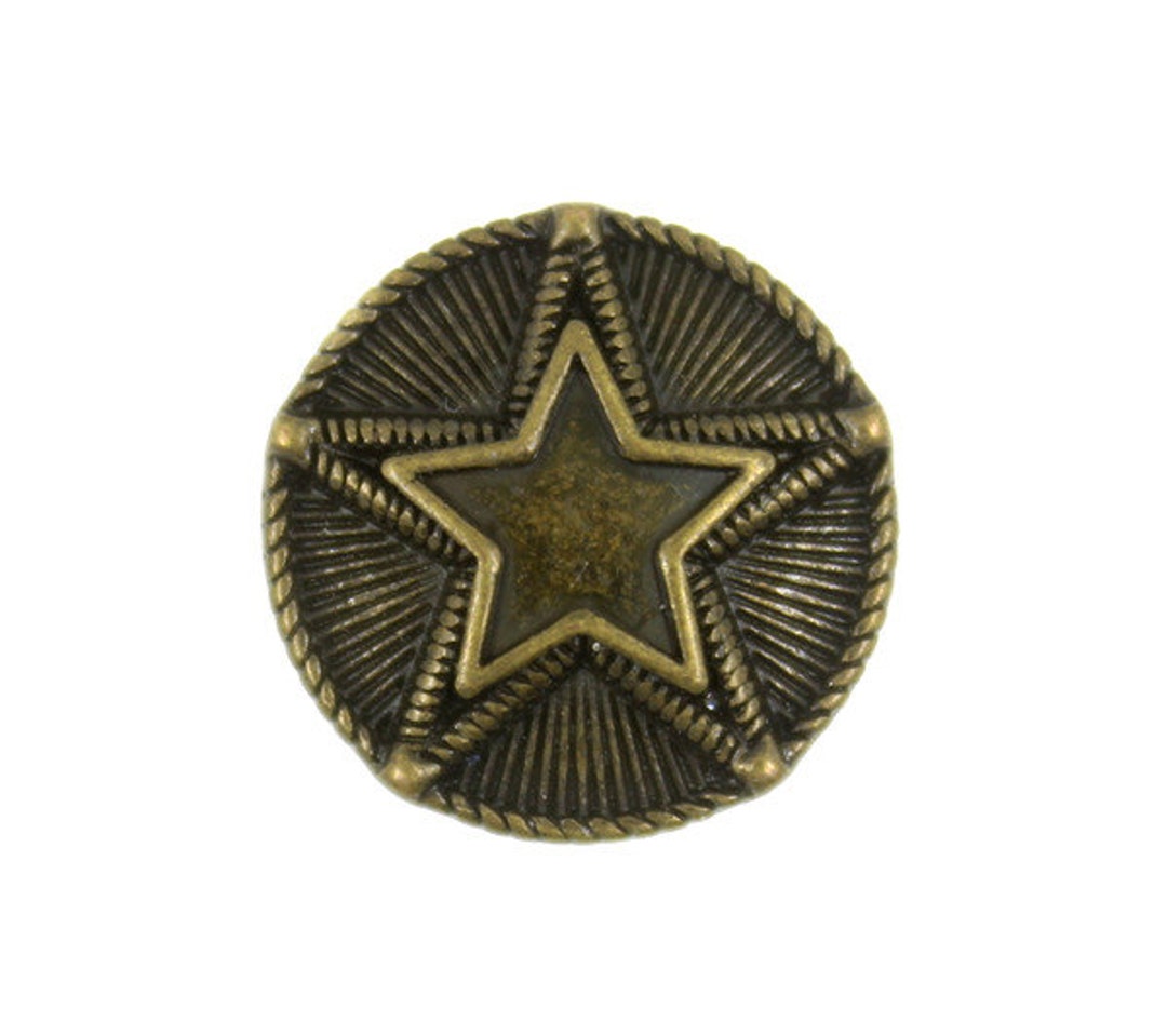 Star Metal Buttons - Stacked Star Metal Shank Buttons in Antique Brass ...