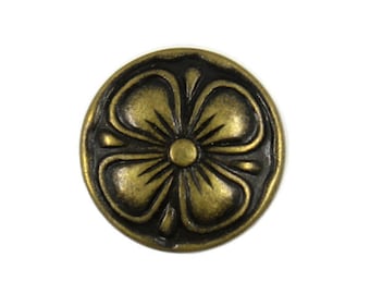 Metal Buttons - Flower Carving Copper Black Metal Shank Buttons - 15mm ...
