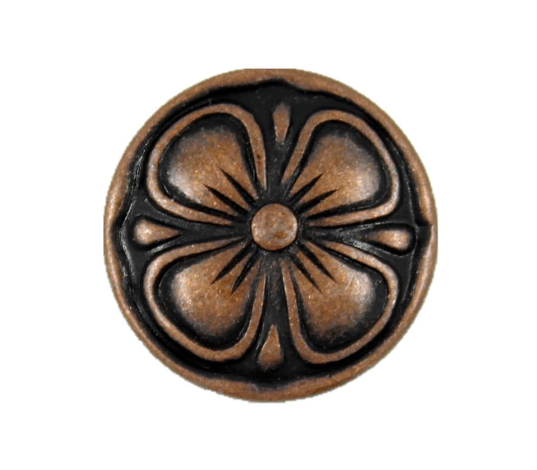 Metal Buttons - Copper Clover Metal Shank Buttons - 15mm - 5/8 Inch - 6 ...