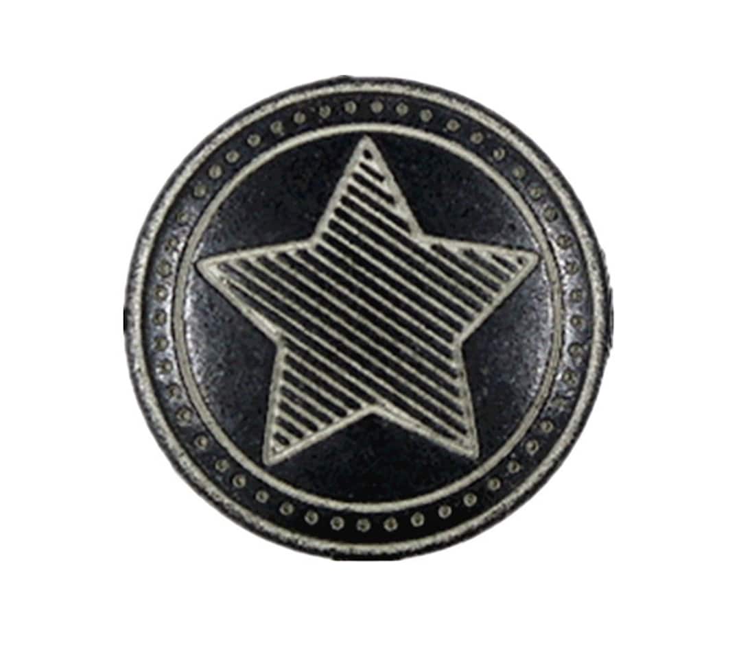 Star Metal Buttons - Stripes Star Metal Shank Buttons in Gunmetal Gray ...