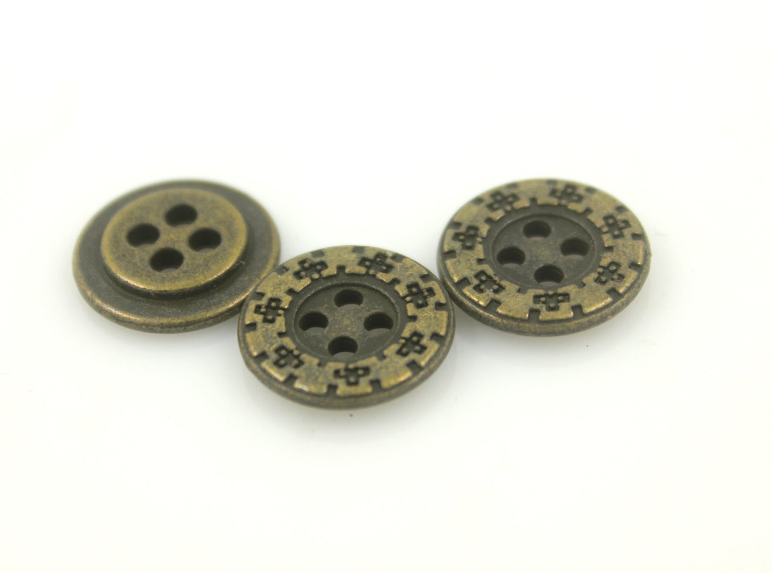 Metal Buttons Decorative Edge Antique Brass 2 Hole Buttons - Etsy