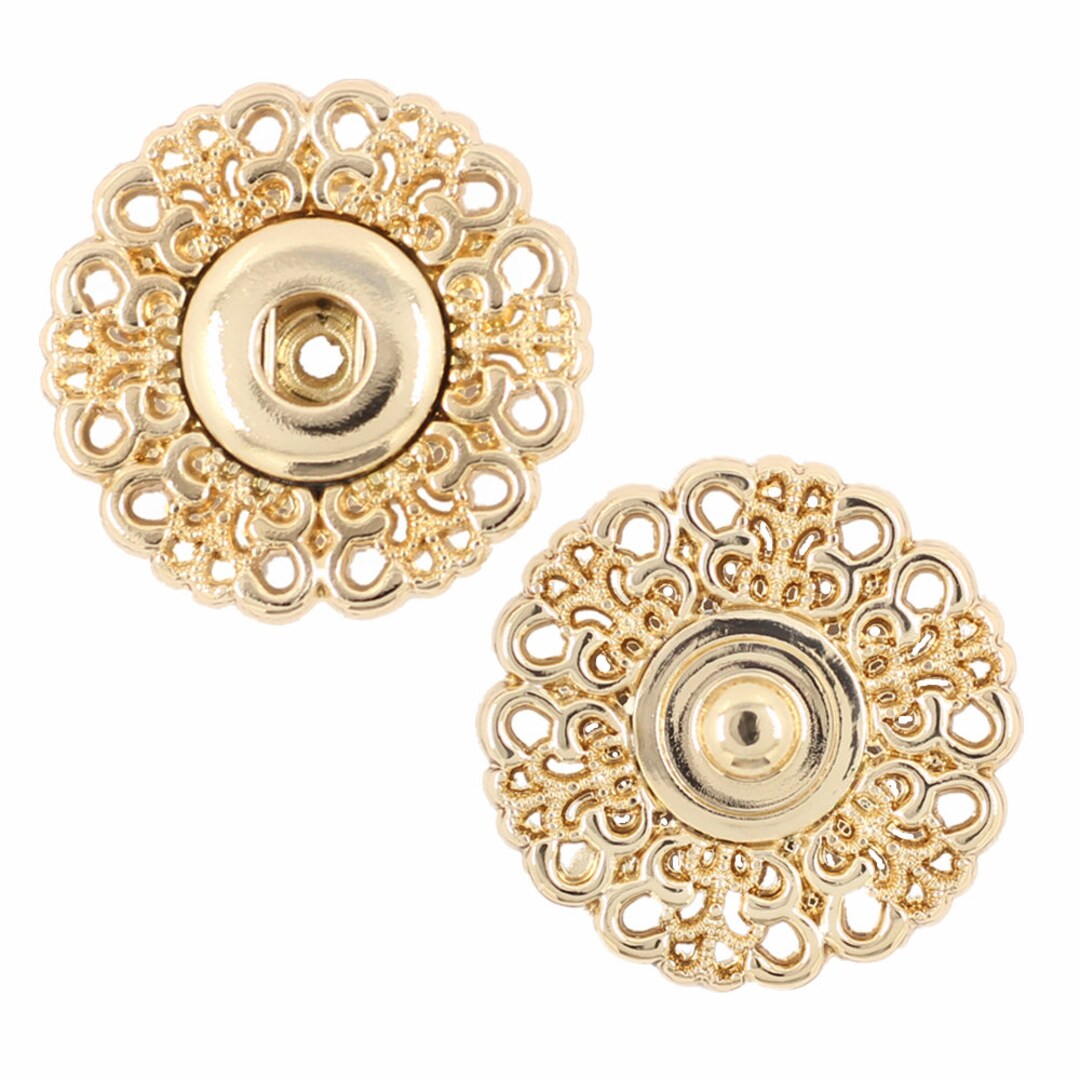 Motif Openwork Metal Snap Buttons in Gold Color - 20mm - 3/4 Inch - 5 ...