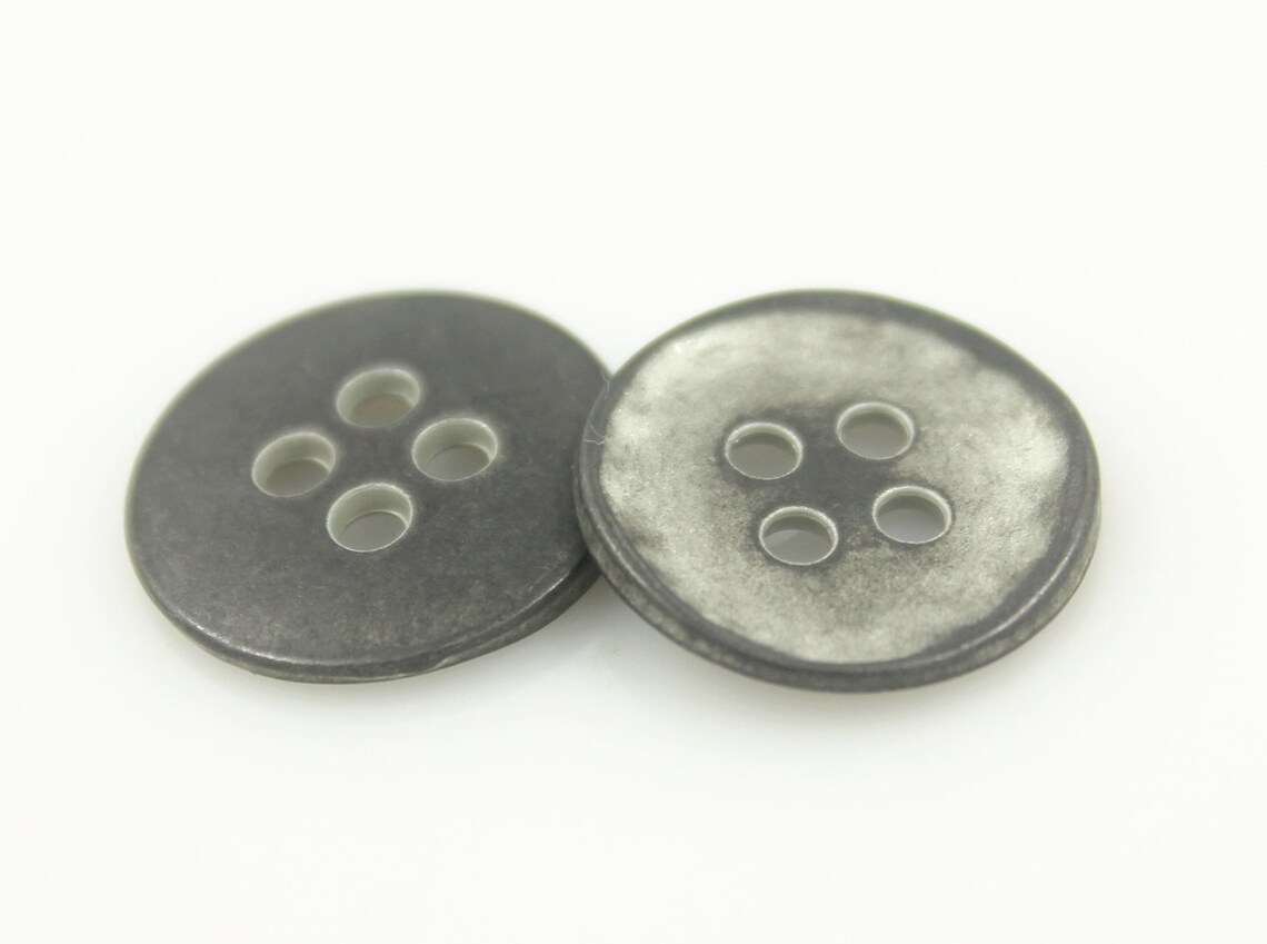 Metal Buttons - Gunmetal White Metal Hole Buttons - 18mm - 11/16 Inch ...