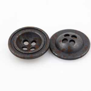 Metal Buttons - Gunmetal Rust Concave Metal Hole Buttons - 17mm - 11/16 ...