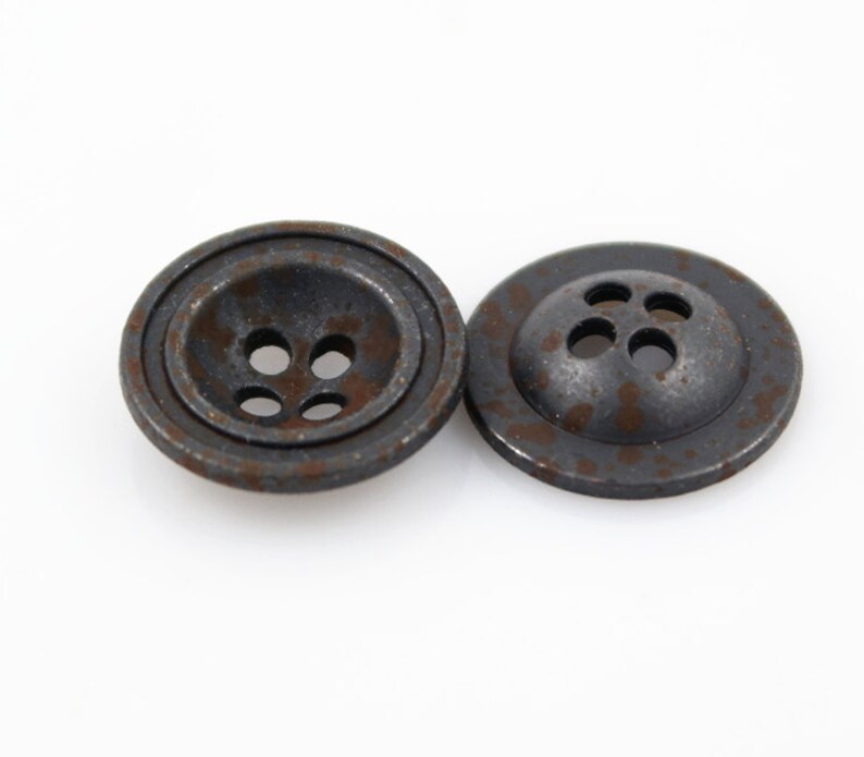 Metal Buttons Gunmetal Rust Concave Metal Hole Buttons - Etsy