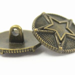 Star Metal Buttons - Stacked Star Metal Shank Buttons in Antique Brass ...