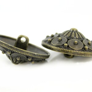 Metal Buttons Fancy Openwork Conical Metal Shank Buttons in Antique ...